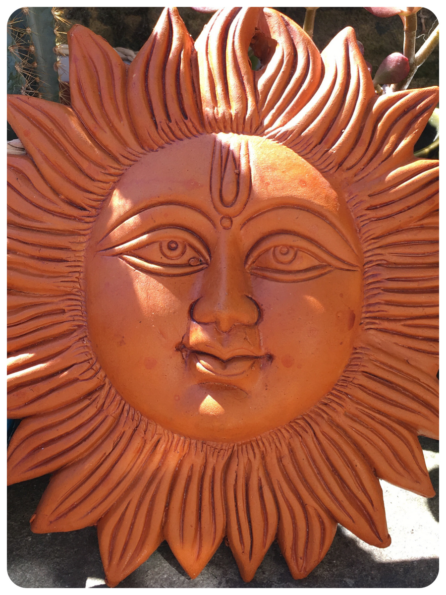 INDIAN SMILING SUN TERRACOTTA WALL PLAQUE – Penny Bizarre
